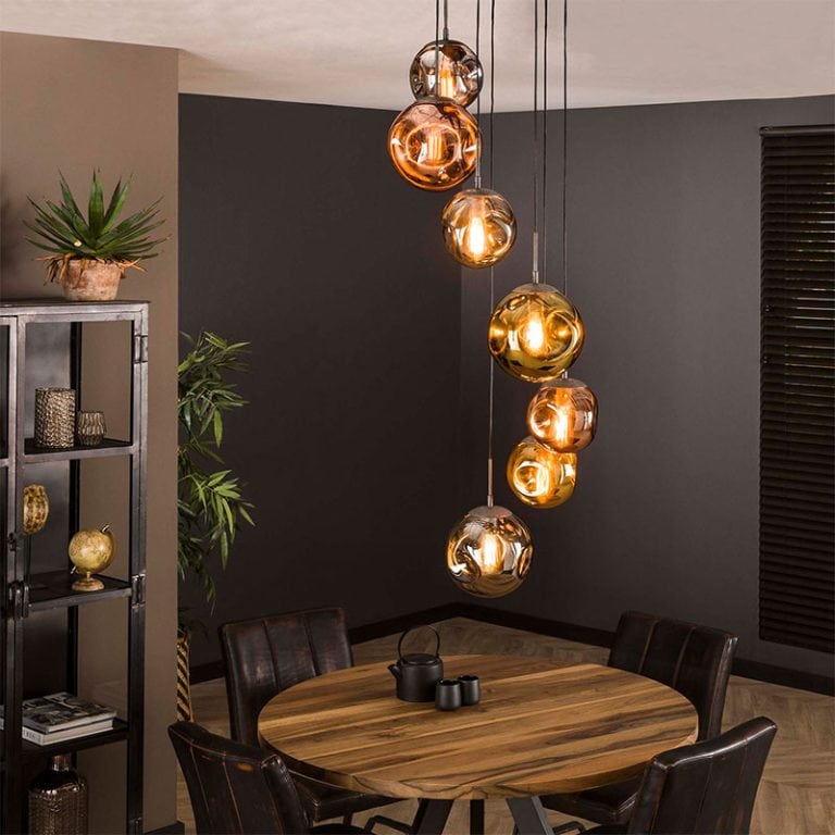 Solaro 7-lichts Hanglamp rond getrapt industrieel