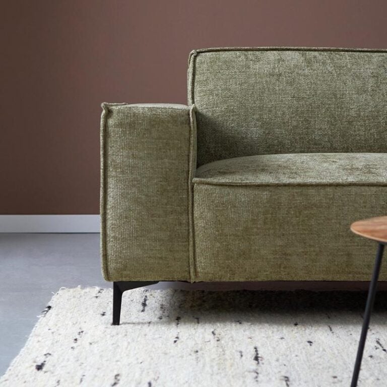 Bank River met ottoman links - Groen stof