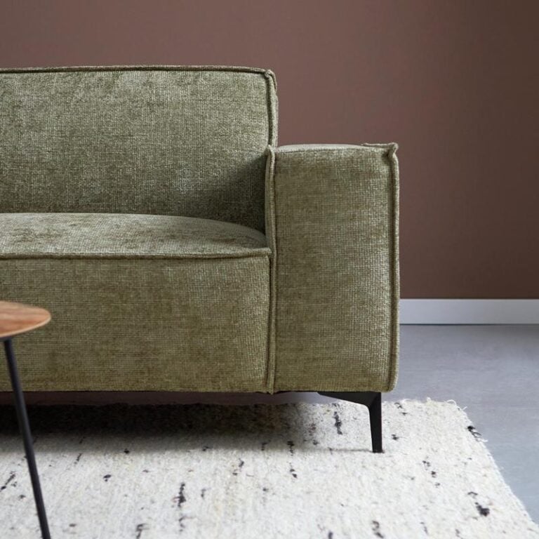 Bank River met ottoman links - Groen stof